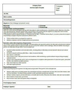 Job Description Sheet Template | Free Word & PDF Templates
