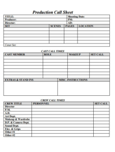 Production Call Sheet Free PDF Template Download | Free Word & PDF ...