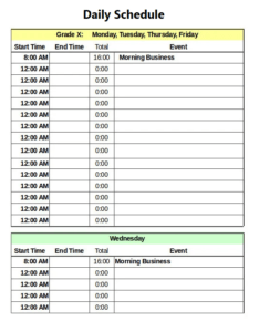 Sample Daily Schedule Template | Free Word & PDF Templates