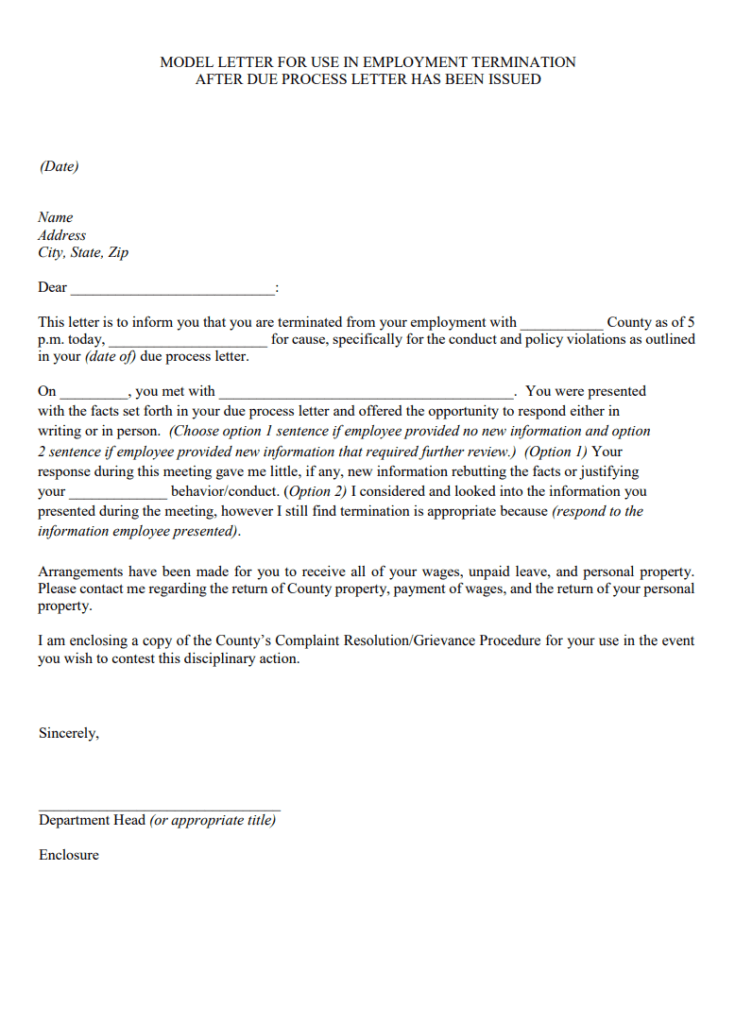 Job Termination Letter Template | Free Word & PDF Templates
