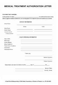 Medical Treatment Authorization Letter Template | Free Word & PDF Templates