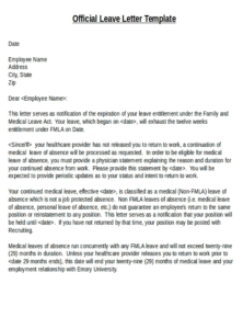 Official Leave Letter Template | Free Word & PDF Templates