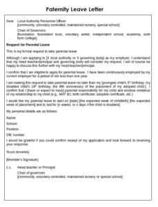 Paternity Leave Letter Template | Free Word & PDF Templates