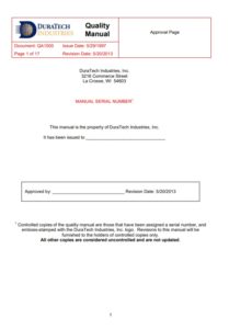 Production Quality Manual Template | Free Word & PDF Templates