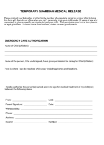 Temporary Guardian Medical Authorization Letter Template | Free Word ...