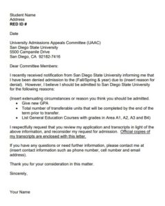 College Appeal Letter Sample | Free Word & PDF Templates