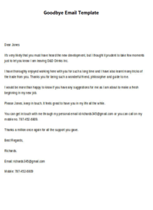 Goodbye Email Template | Free Word & PDF Templates