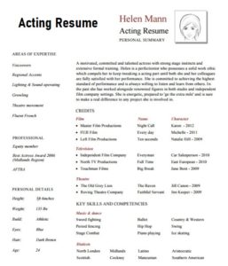 Acting Resume Format | Free Word & PDF Templates