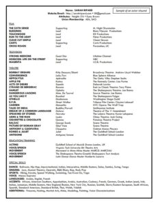 Theatre Acting Resume Template | Free Word & PDF Templates