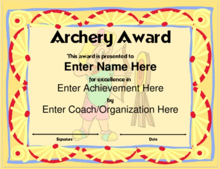 Archery Sports Certificate Template | Free Word & PDF Templates
